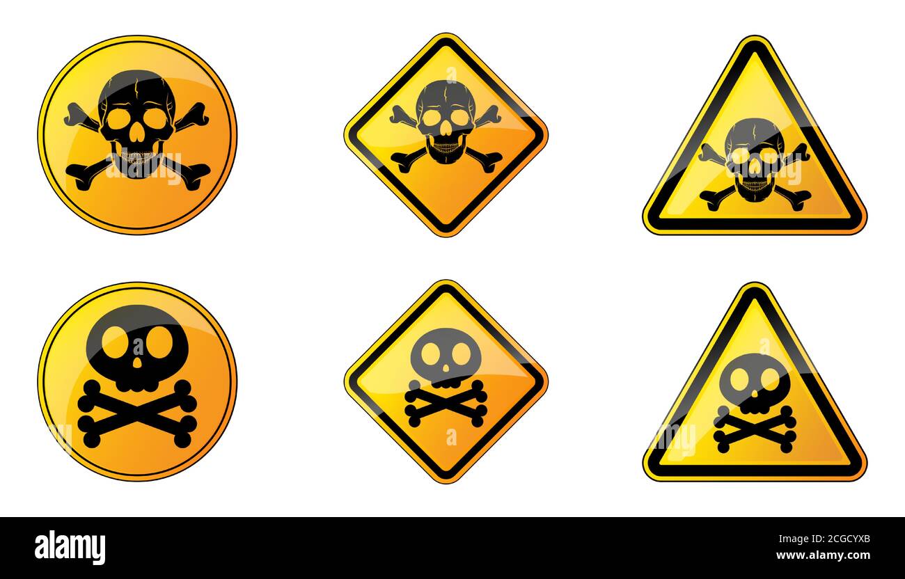 Set of danger signs. Vector illustration. Warning symbols with human ...