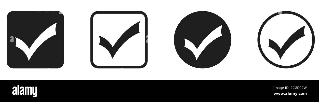 Set of check mark icons isolated on white background. Vector ...