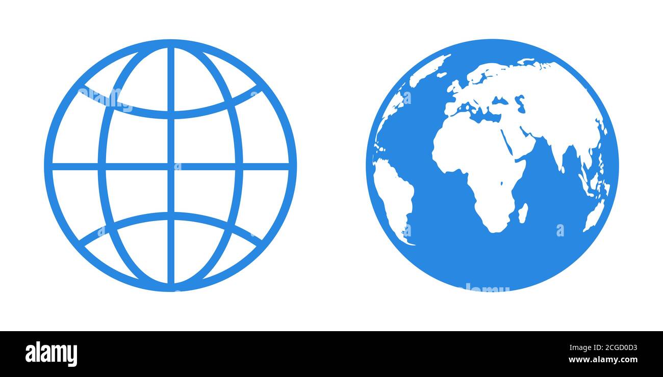 Globe flat icons. Vector illustration. Symbol of Earth. Linear planet ...