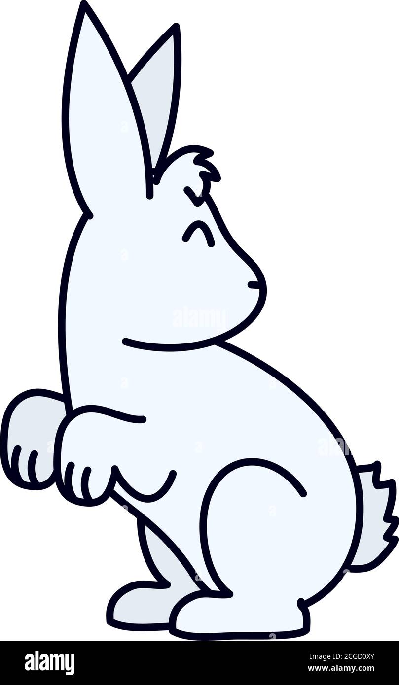 cute rabbit icon over white background, line and fill style, vector ...