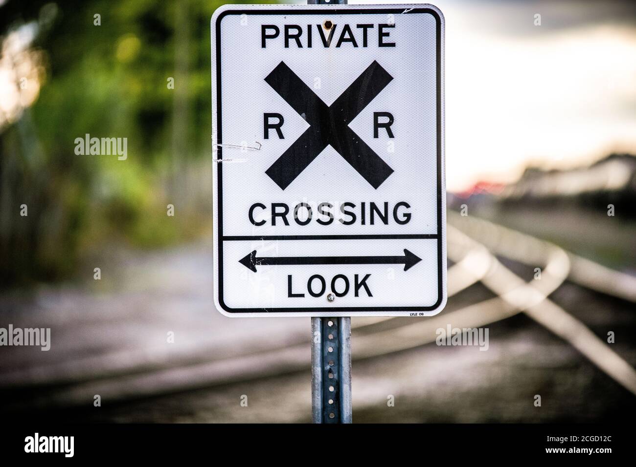 Private railroad crossing sign Stock Photo - Alamy
