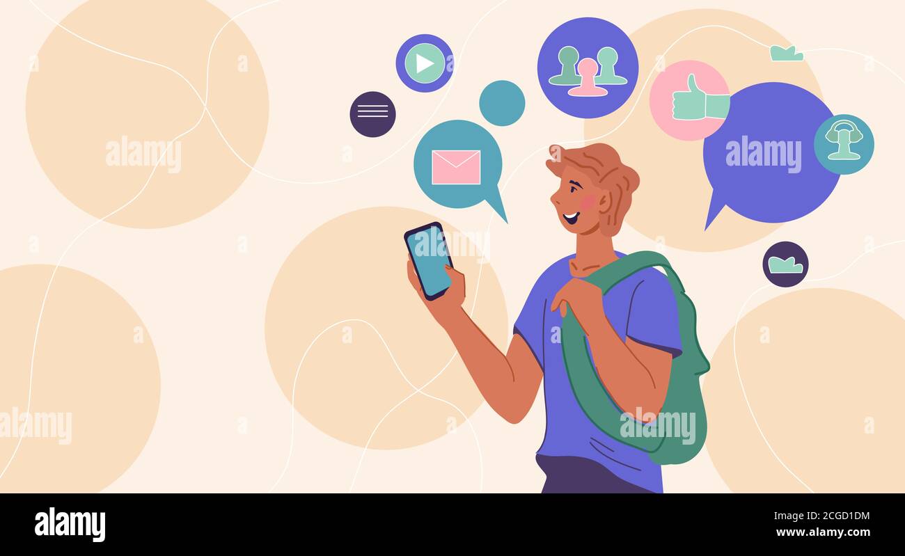 Social networking and online wireless connection flat vector ...