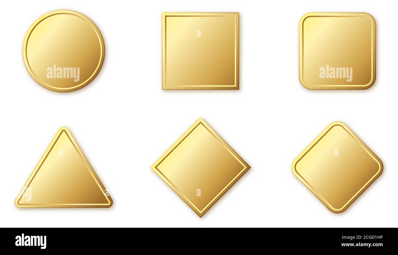 Set of gold banners. Glossy frames or badges with shadows. Vector ...