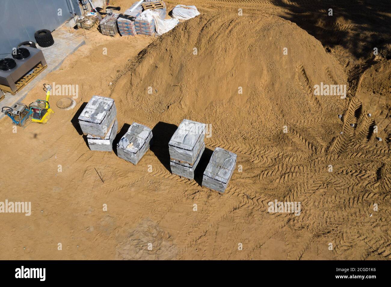 paving slabs prepared for laying top view Stock Photo - Alamy