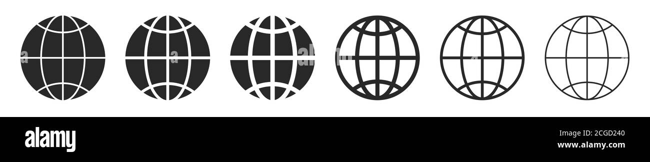 Globe flat icons. Vector illustration. Symbol of Earth. Linear planet ...