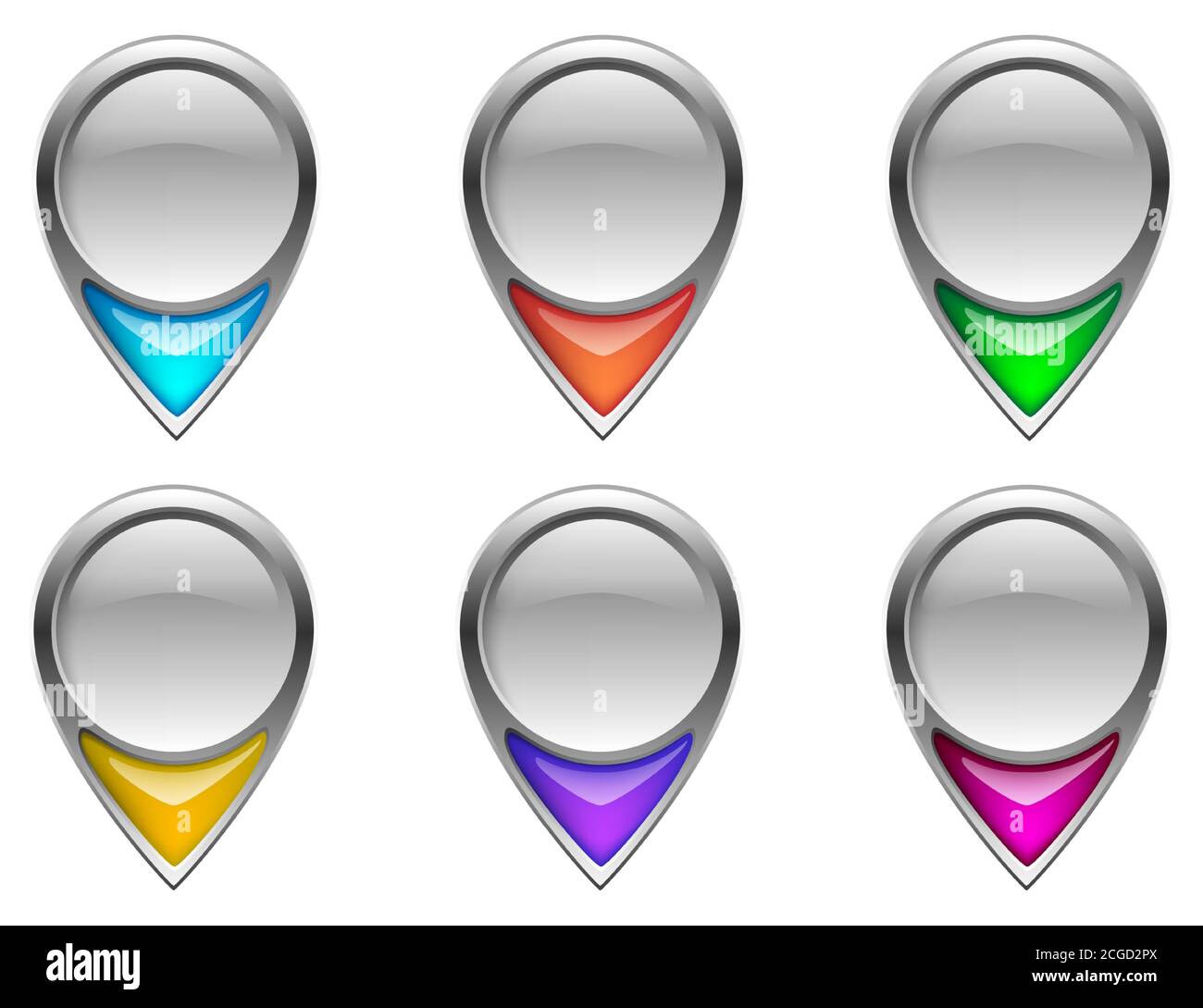 Location pin icons set. Colorful navigation icons. Map pointer icons isolated. Vector ...