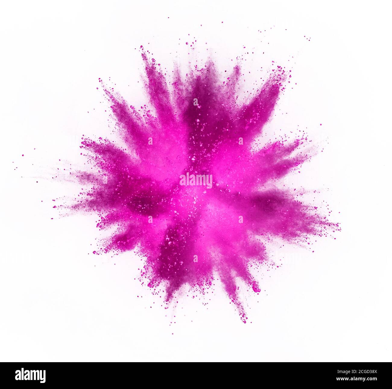 Colored powder explosion isolated on white background Stock Photo - Alamy