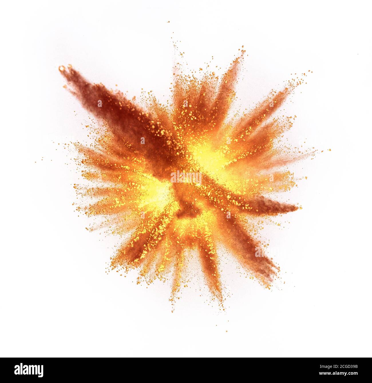 Colored powder explosion isolated on white background Stock Photo - Alamy