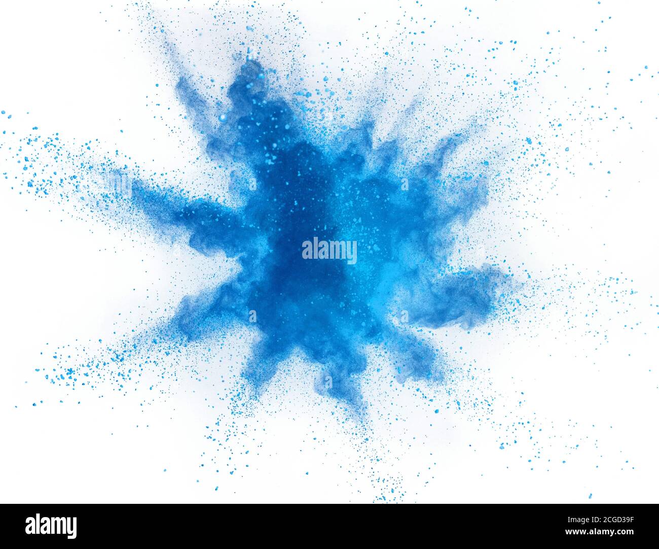 Colored powder explosion isolated on white background Stock Photo - Alamy