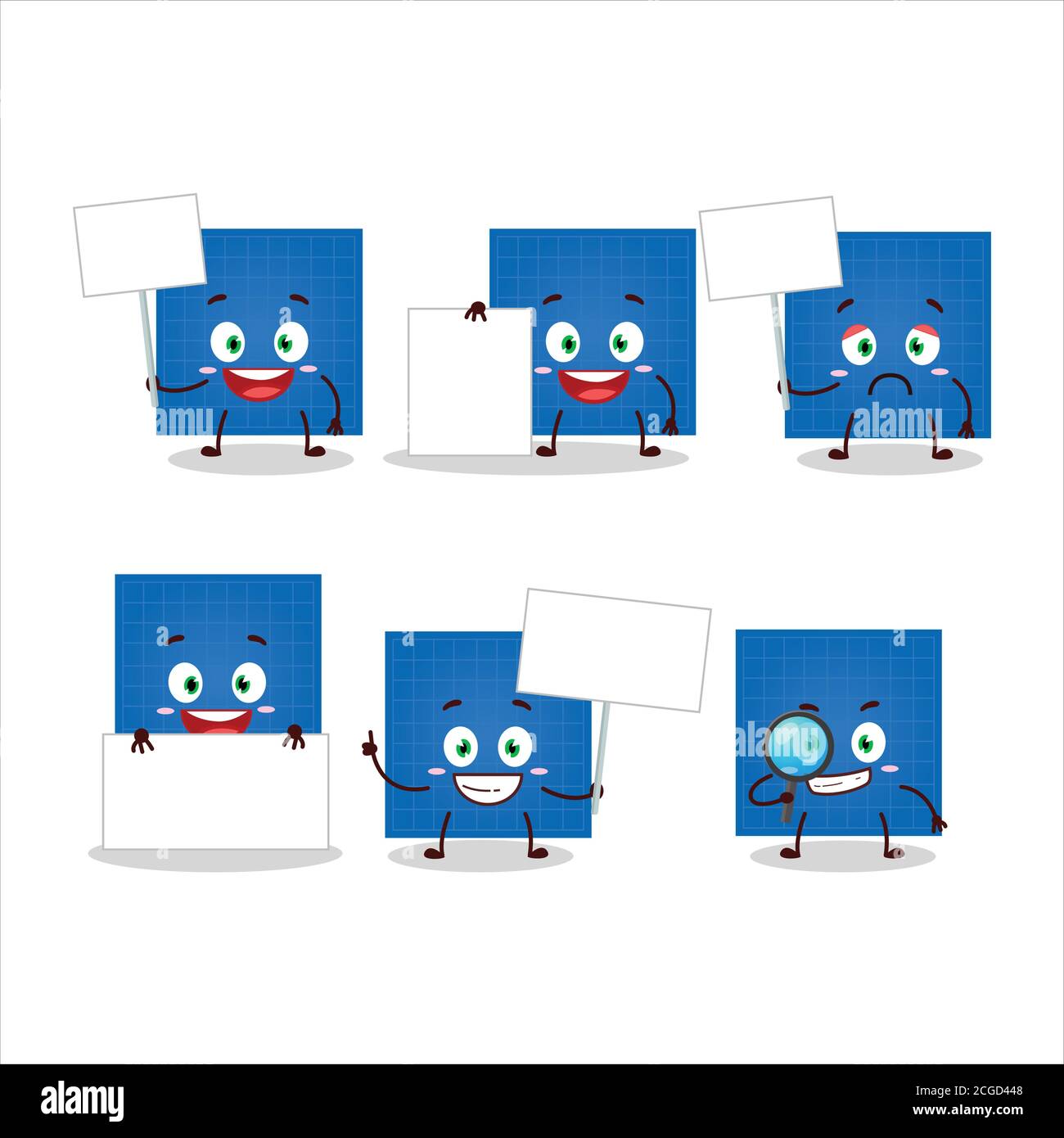 Blueprint paper cartoon character bring information board Stock Vector ...