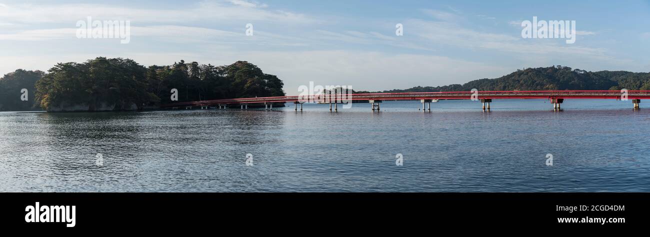 The bridge to Fukuurajima (Fukuura Island) at Matsushima in Miyagi ...