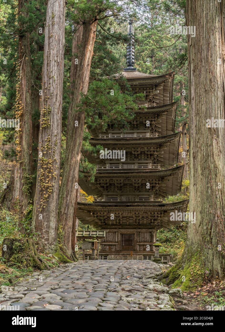 The five story pagoda at Hagurosan (Mount Haguro) in Tsuruoka, Yamagata ...