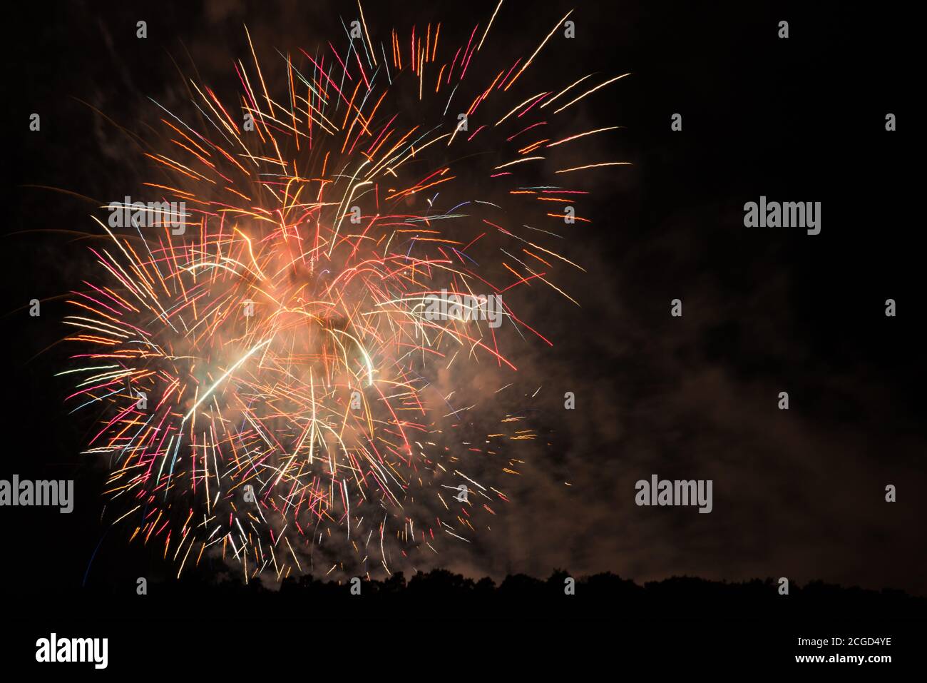 Colored firework background with free space for text Stock Photo - Alamy