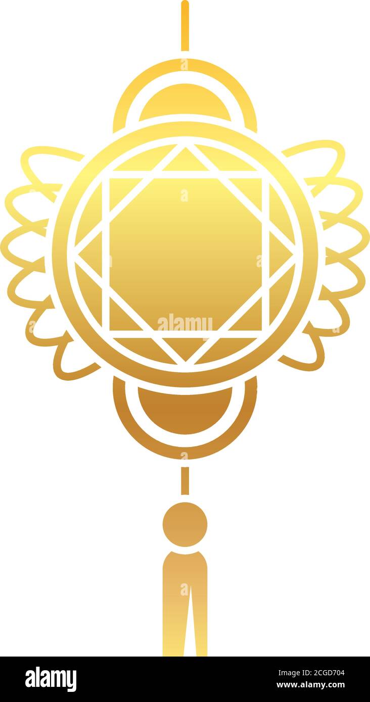 decorative chinese amulet icon over white background, gradient style ...