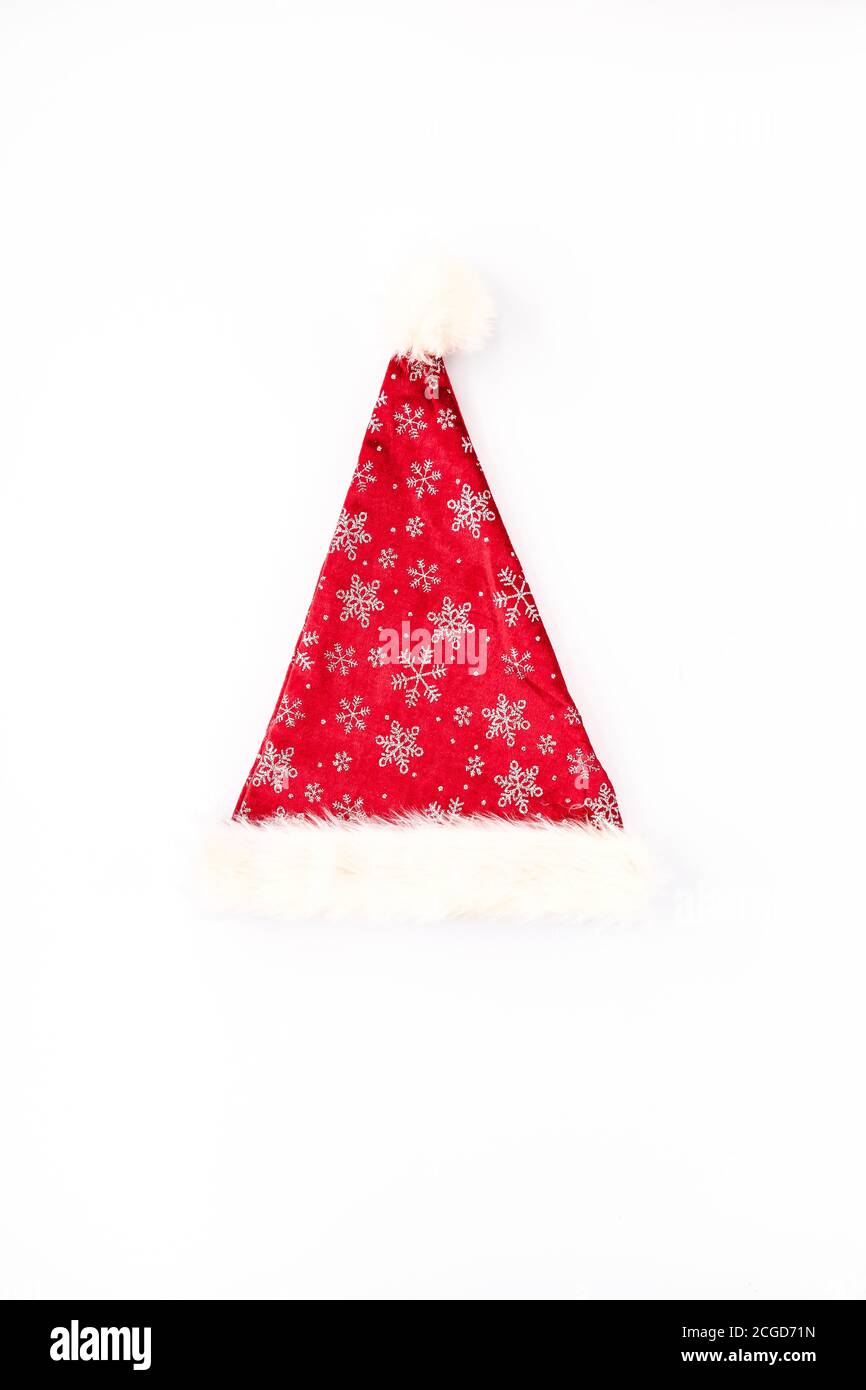 Santa Claus hat. Flat lay, top view Christmas concept Stock Photo - Alamy