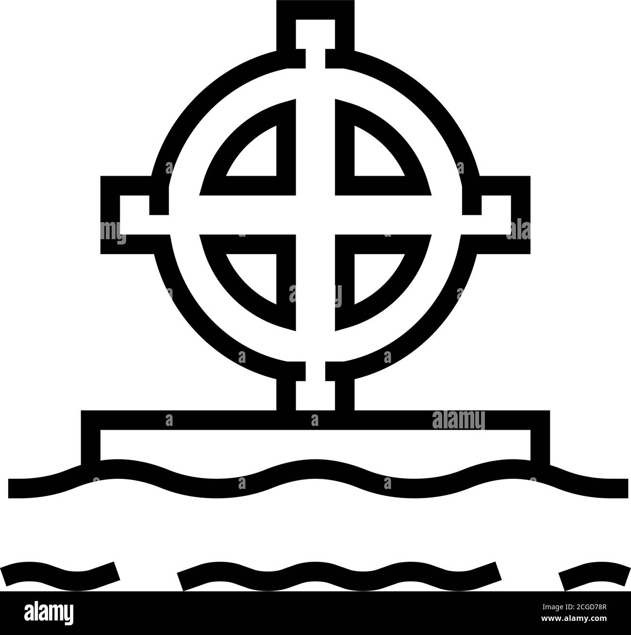 tomb cross line icon vector isolated illustration Stock Vector Image ...