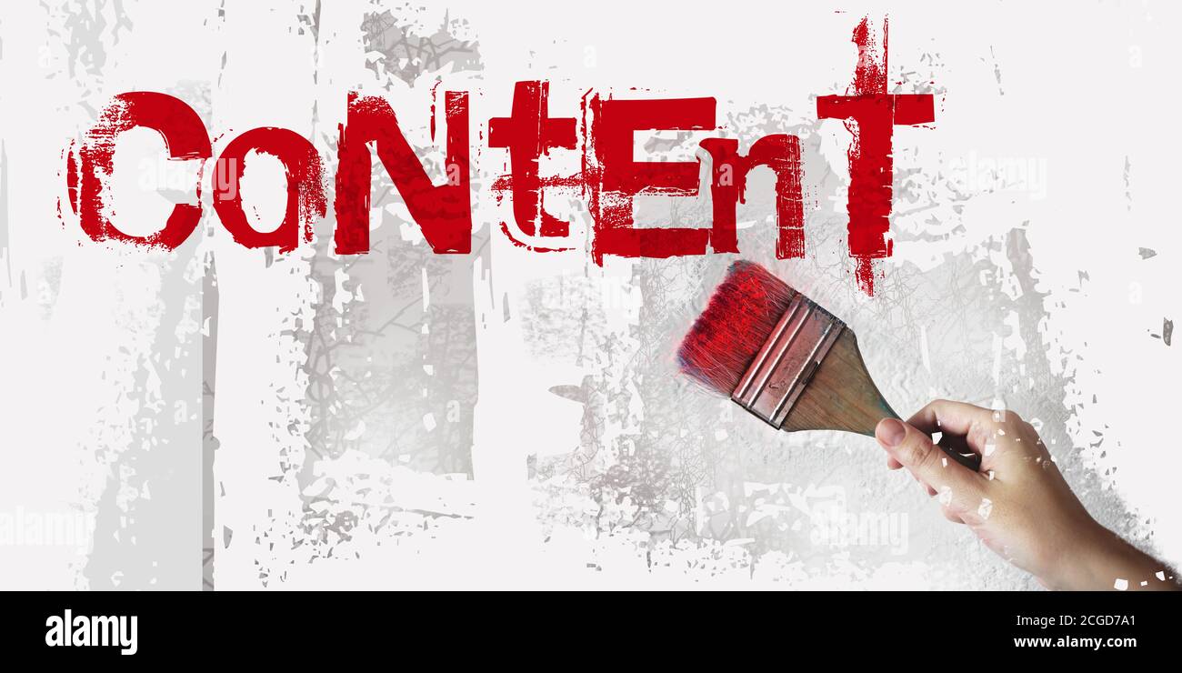 Hand drawing Content words with paintbrush. Business marketing or ...