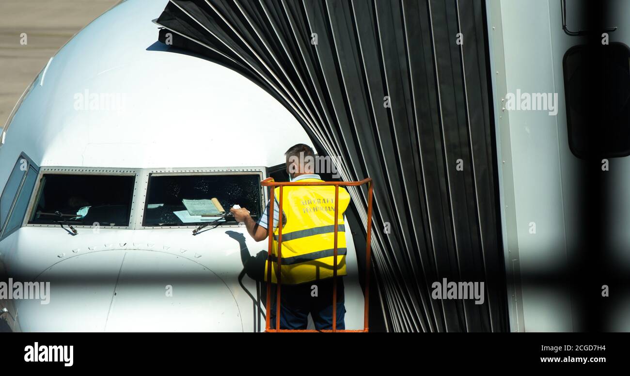 Flying to another country, traveling by plane, first flight, the ground ...