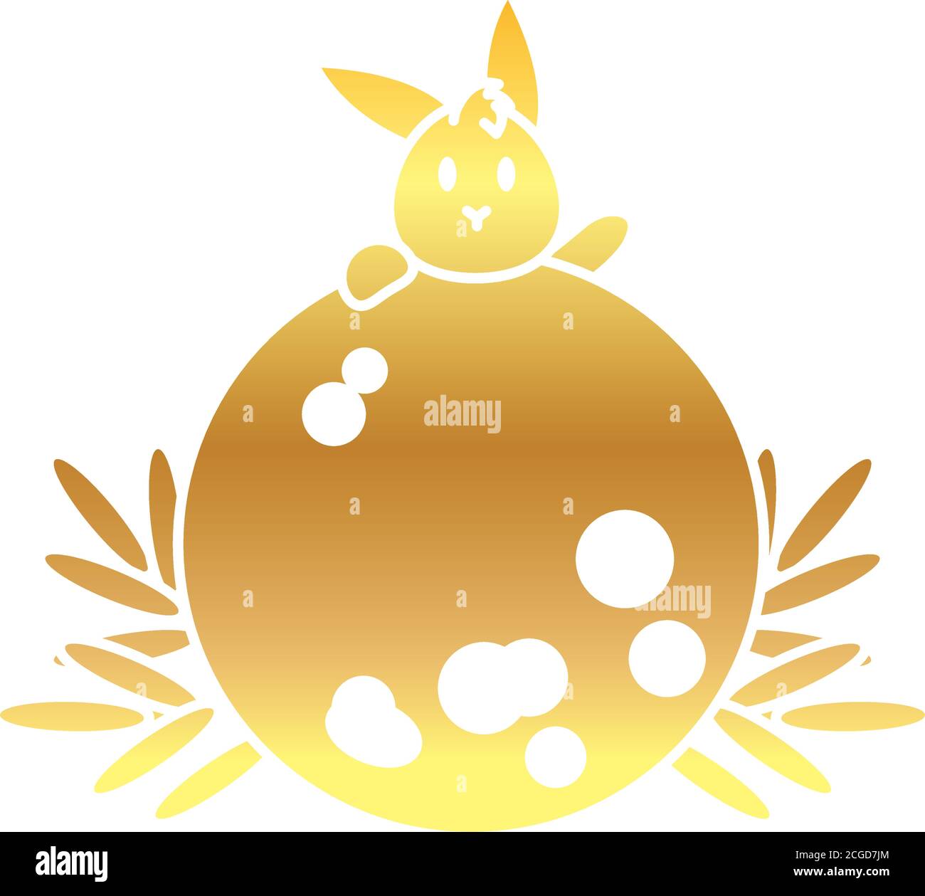 mid autumn concept, full moon and rabbit icon over white background ...