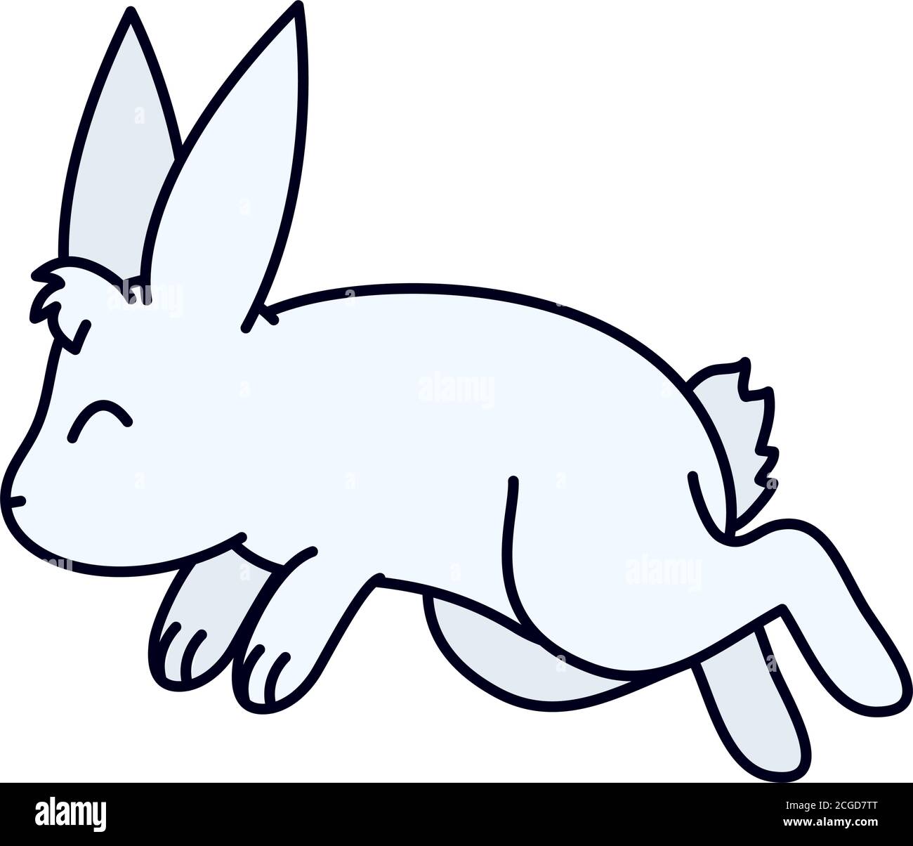 mid autumn rabbit icon over white background, line and fill style ...