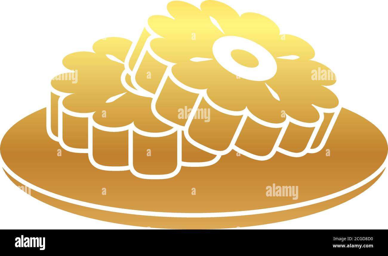 Mid autumn concept, dish with mooncakes icon, gradient style, vector ...