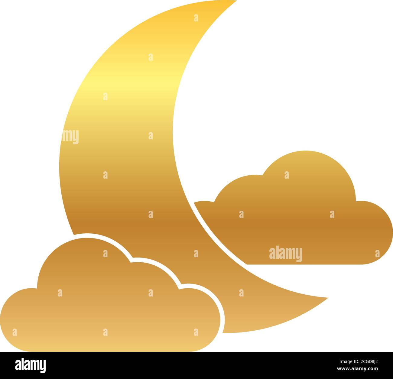 half moon and clouds icon over white background, gradient style, vector ...