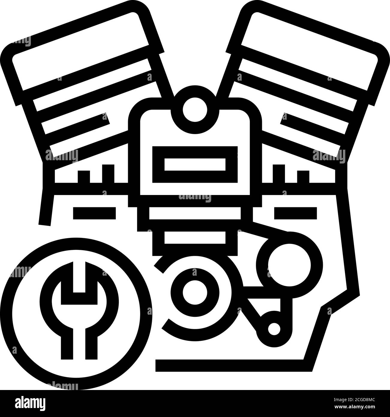 engine repair line icon vector isolated illustration Stock Vector Image ...