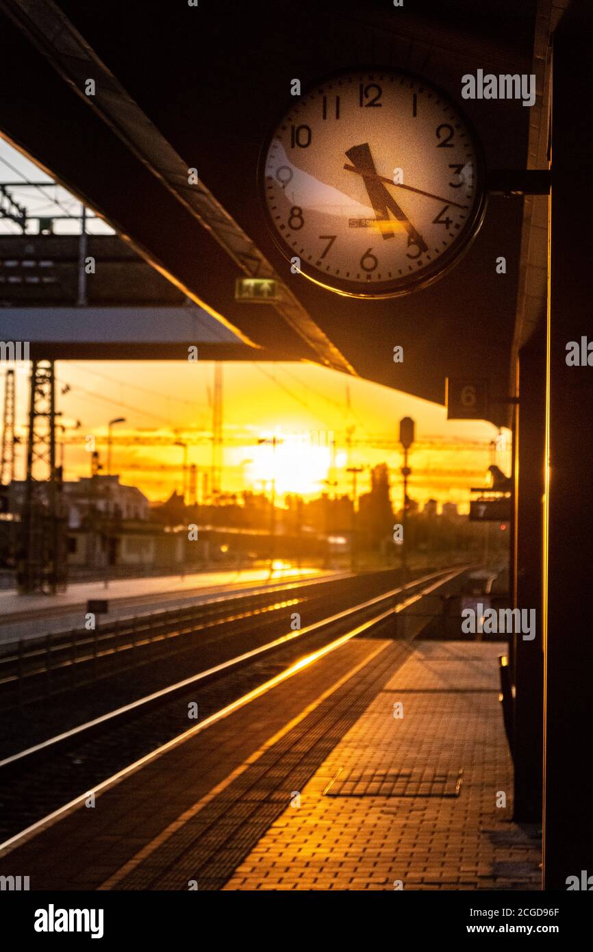 Train Station Clock Stock Photo - Alamy