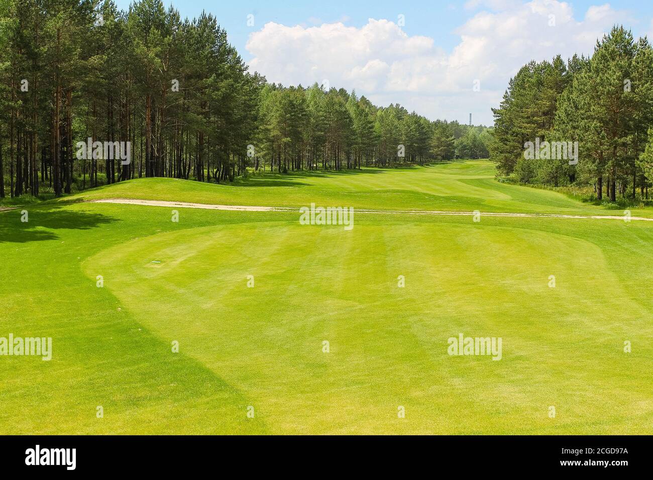 The Summer landscape golf course panorama and background Stock Photo ...