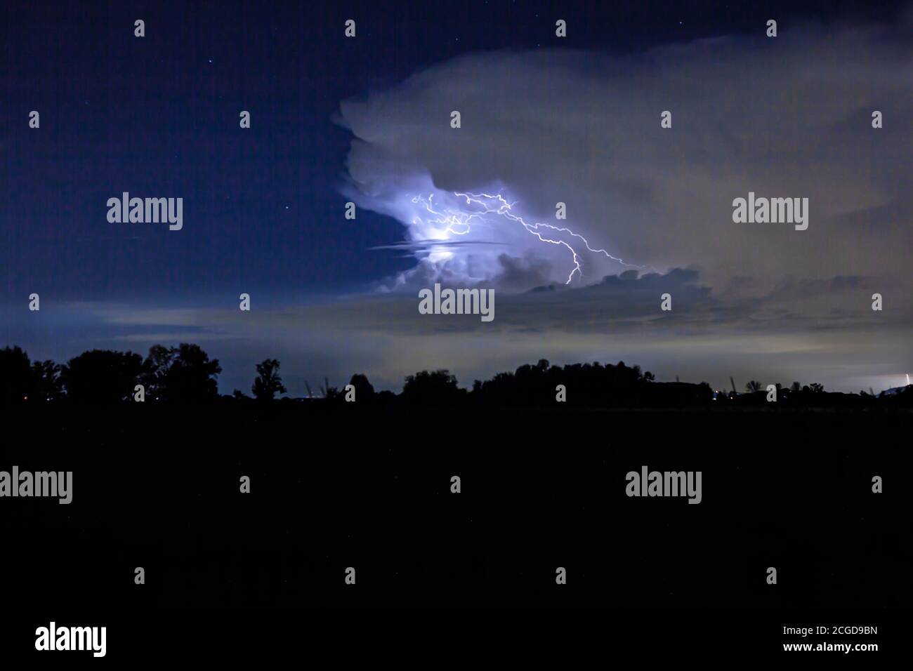 Lightning stormy night Stock Photo - Alamy