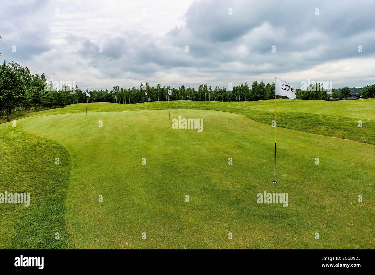The Summer landscape golf course panorama and background Stock Photo ...