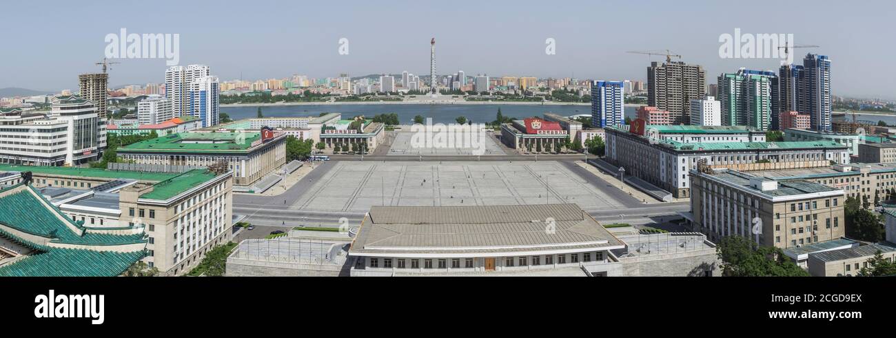 View on the city from the Grand people's study house, Pyongan Province ...