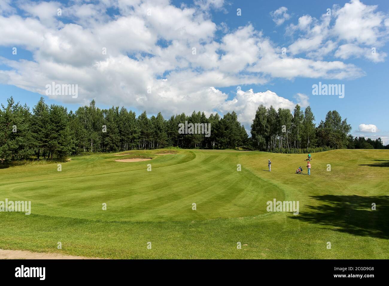 The Summer landscape golf course panorama and background Stock Photo ...