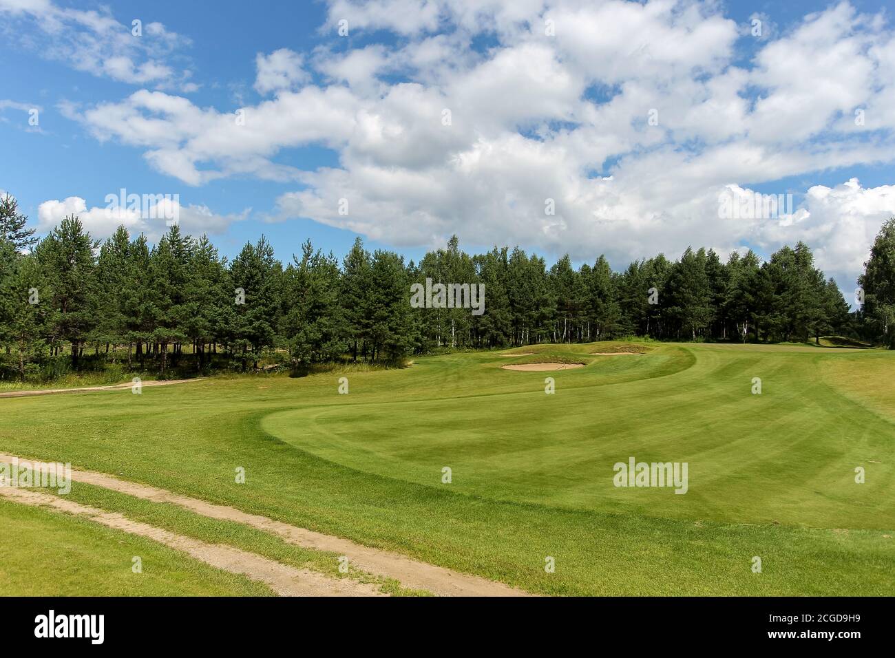 The Summer landscape golf course panorama and background Stock Photo ...
