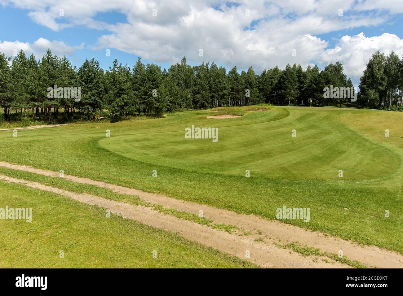 The Summer landscape golf course panorama and background Stock Photo ...