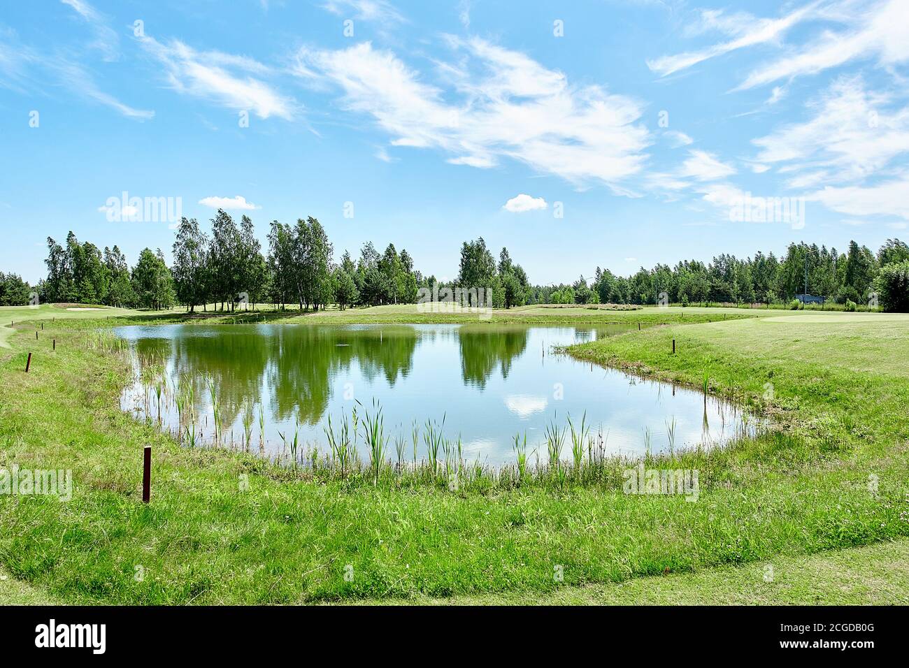 The Summer landscape golf course panorama and background Stock Photo ...