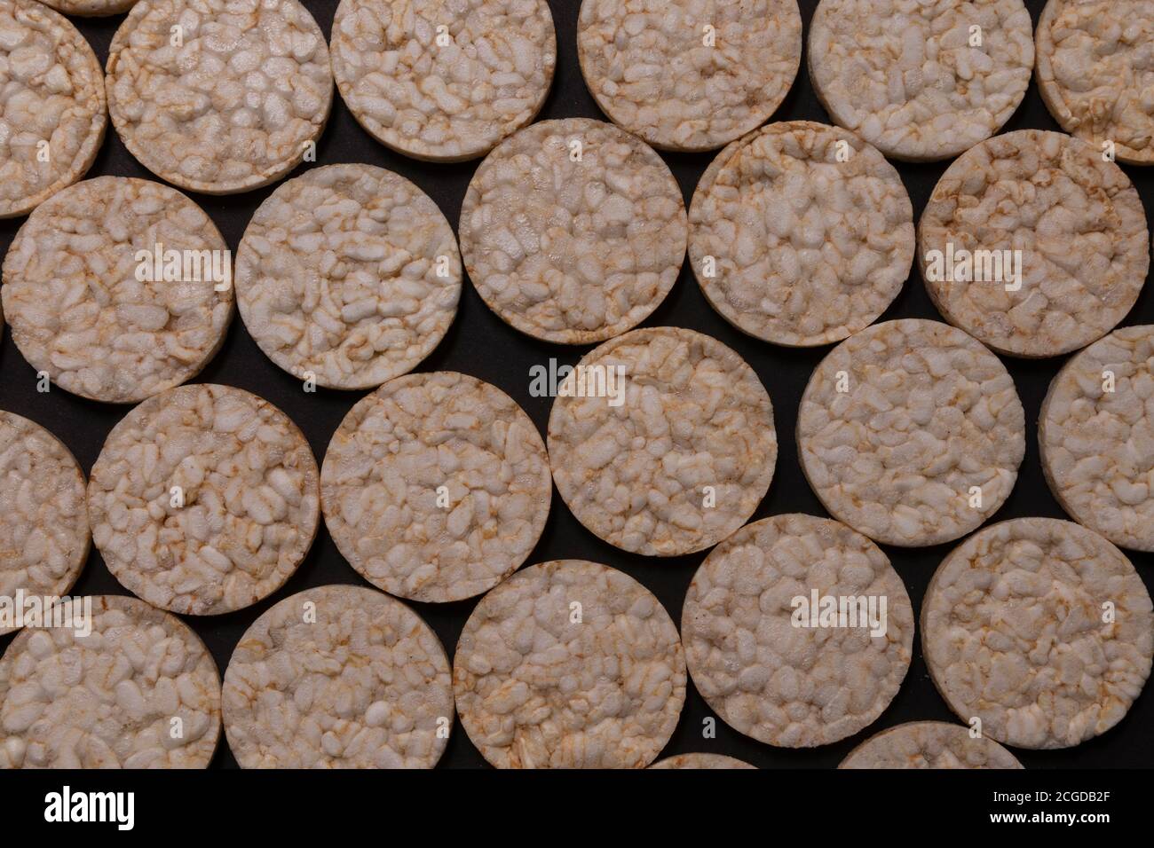 Pattern distribution of rice crackers. Round rice crackers, spread out ...
