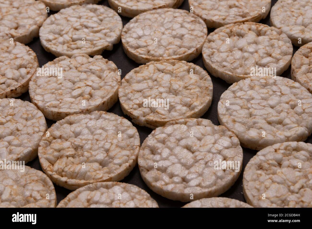 Pattern distribution of rice crackers. Round rice crackers, spread out ...
