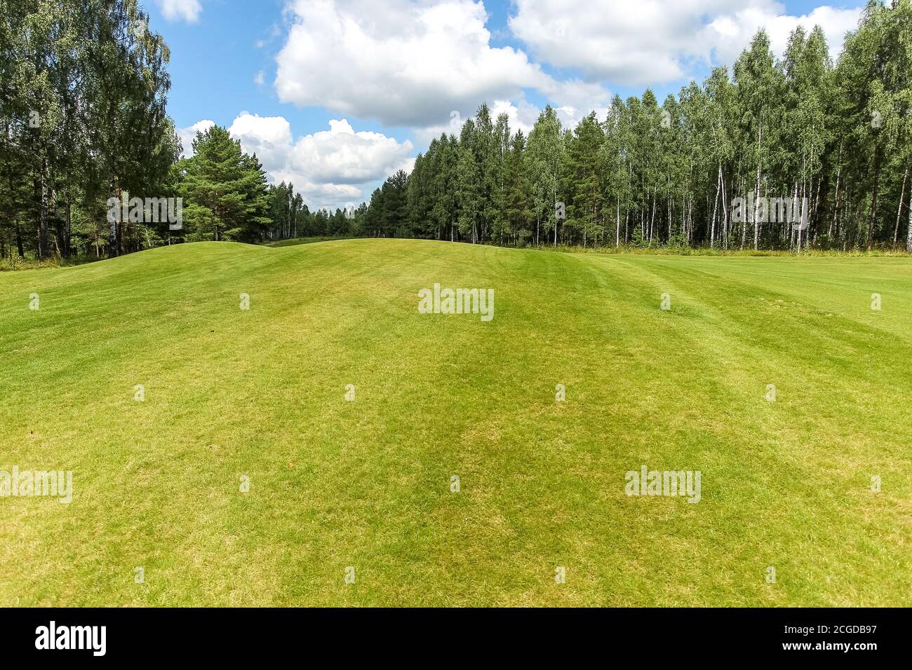 The Summer landscape golf course panorama and background Stock Photo ...