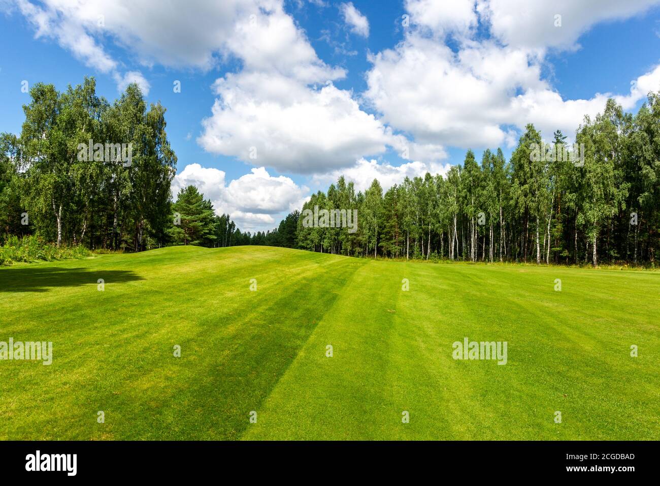 The Summer landscape golf course panorama and background Stock Photo ...