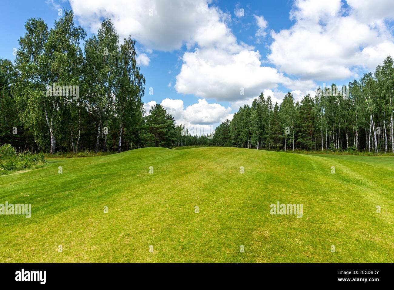The Summer landscape golf course panorama and background Stock Photo ...
