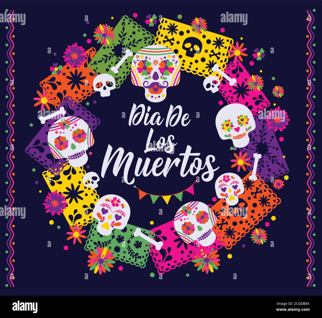 Dias de los Muertos typography banner vector. In English Feast of death ...