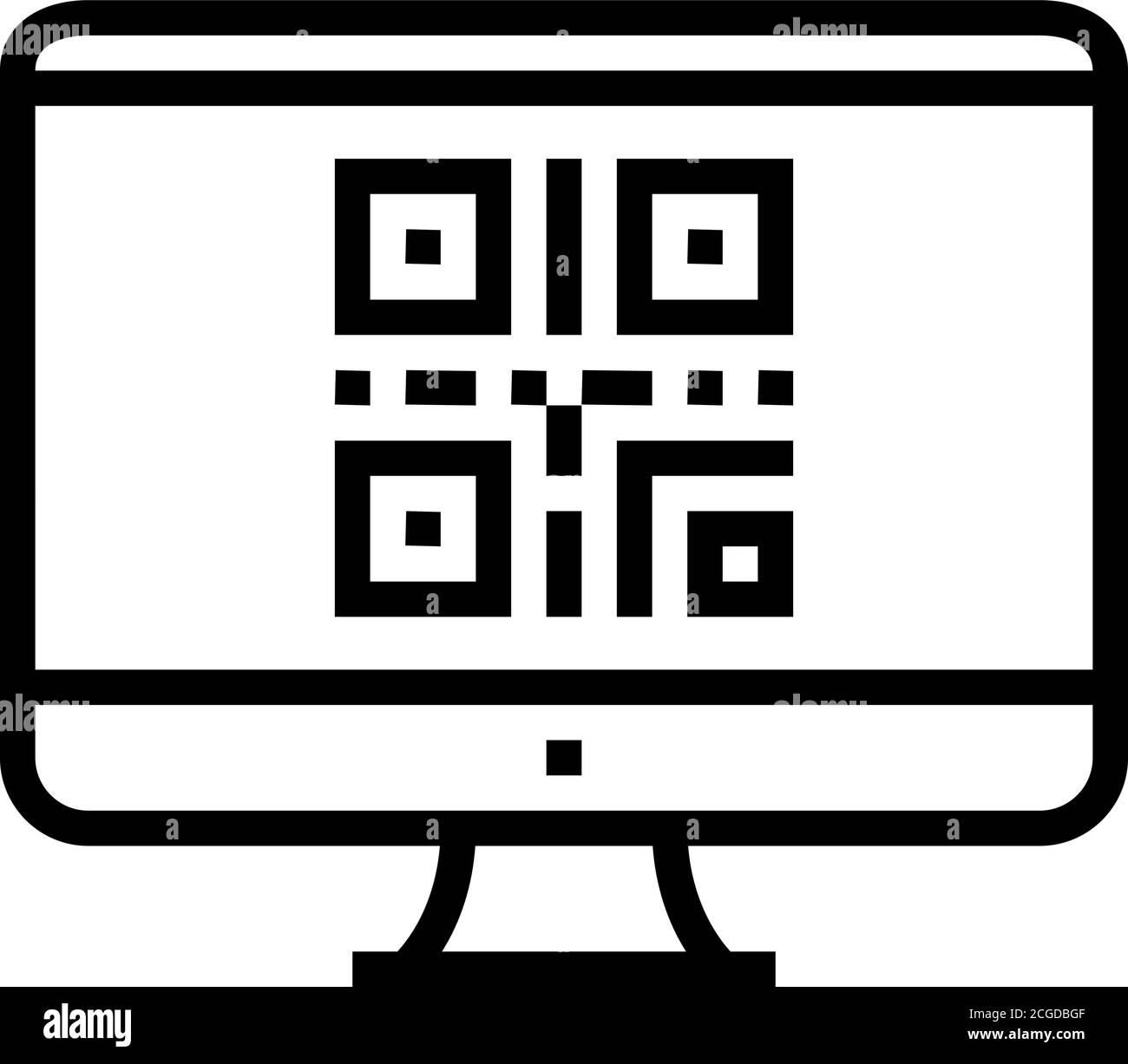qr code on computer screen line icon vector isolated illustration Stock ...