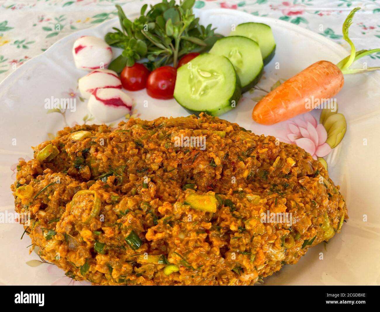 Traditional Turkish dish made with bulgur. Turkish known as "kisir ...