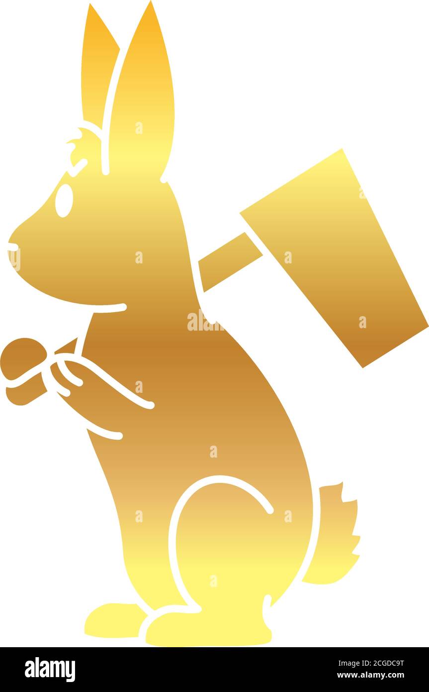 cute rabbit holding a flag icon, gradient style, vector illustration ...