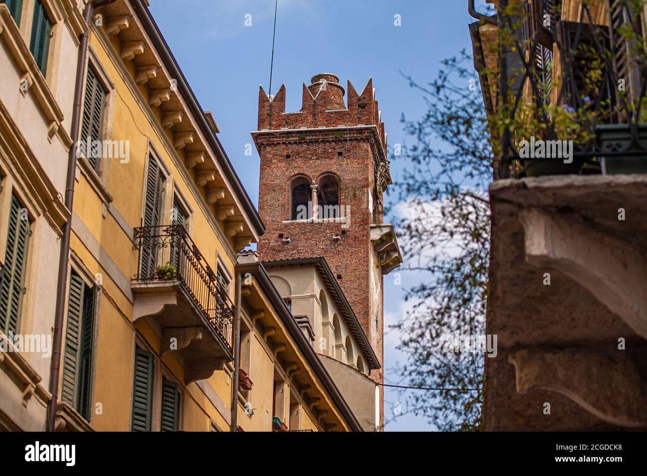 Verona castle tower detail Stock Photo - Alamy
