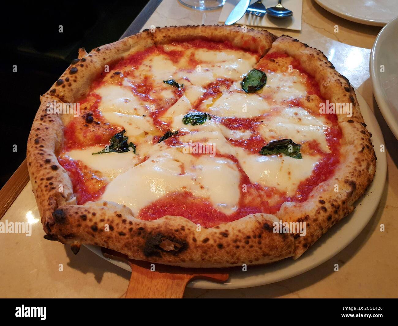 Pizza Margherita, typical Neapolitan pizza, made with San Marzano ...