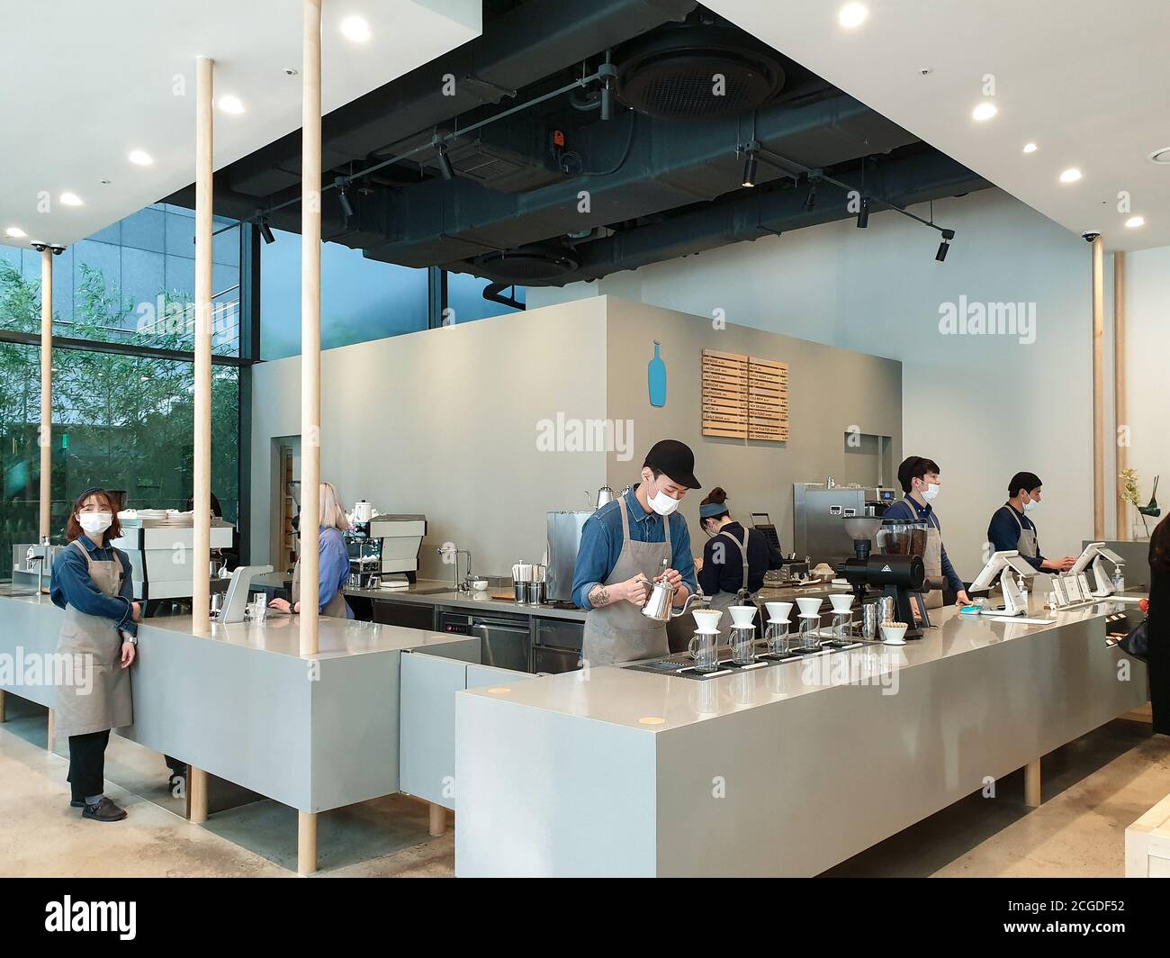 Gangnam, Seoul, South Korea - Brewing bar in Blue Bottle Coffee Yeoksam ...