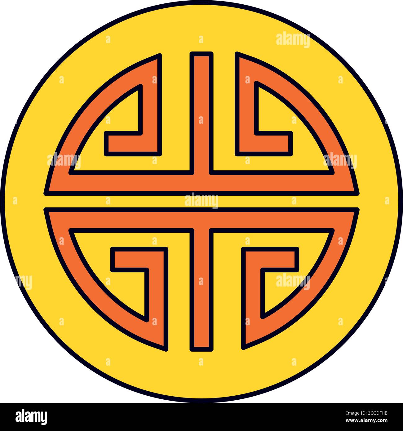 chinese charm icon of Mid autumn concept, line and fill style, vector ...