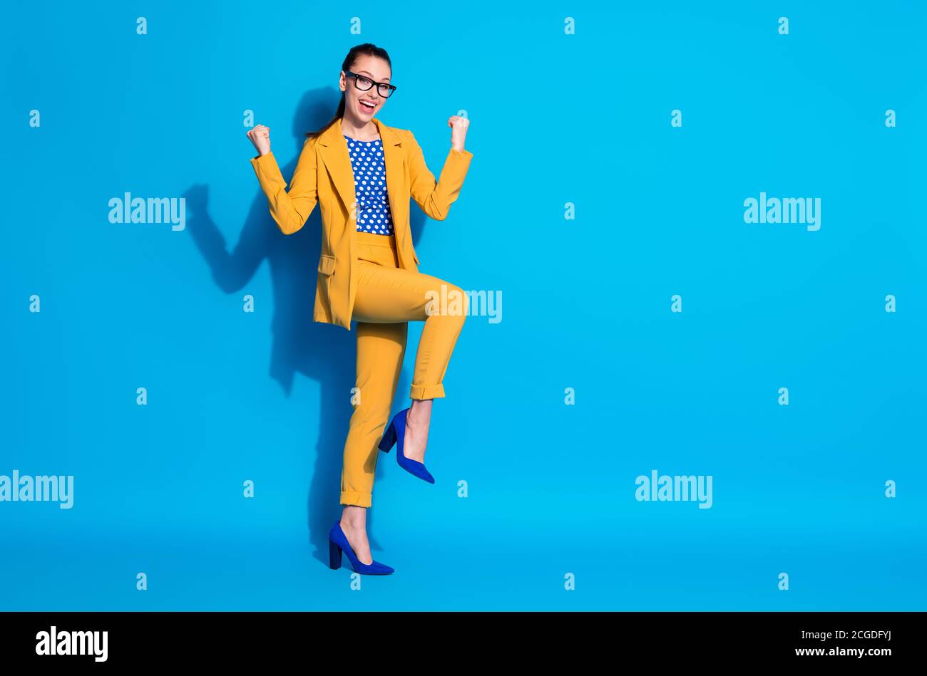 Full length body size view of her she nice-looking attractive chic ...